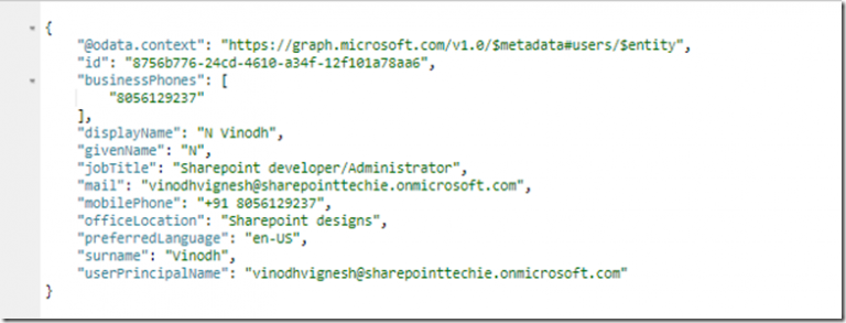 Getting User Properties From Office 365 Using Microsoft Graph Api Sharepoint Pals