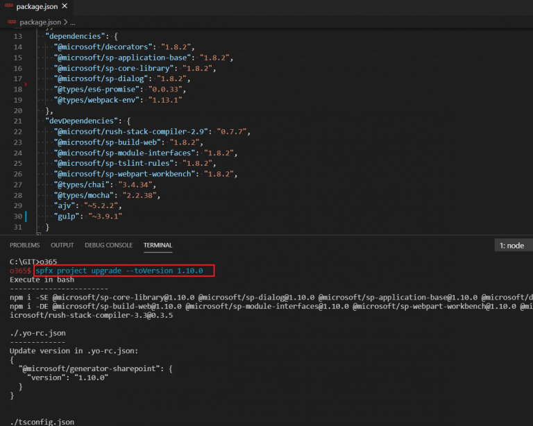 How To Upgrade Spfx Version Using O365 Cli Sharepoint Pals