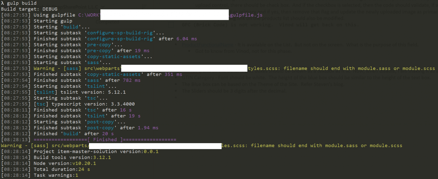 SPFx Exception – gulp bundle – The build failed because a task wrote output to stderr ...