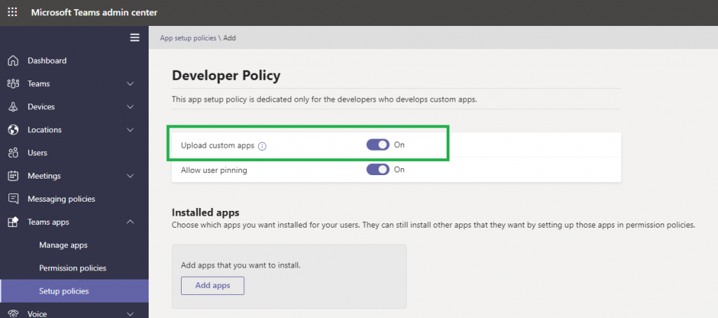 How to allow targeted users to add custom apps in Microsoft Teams ...
