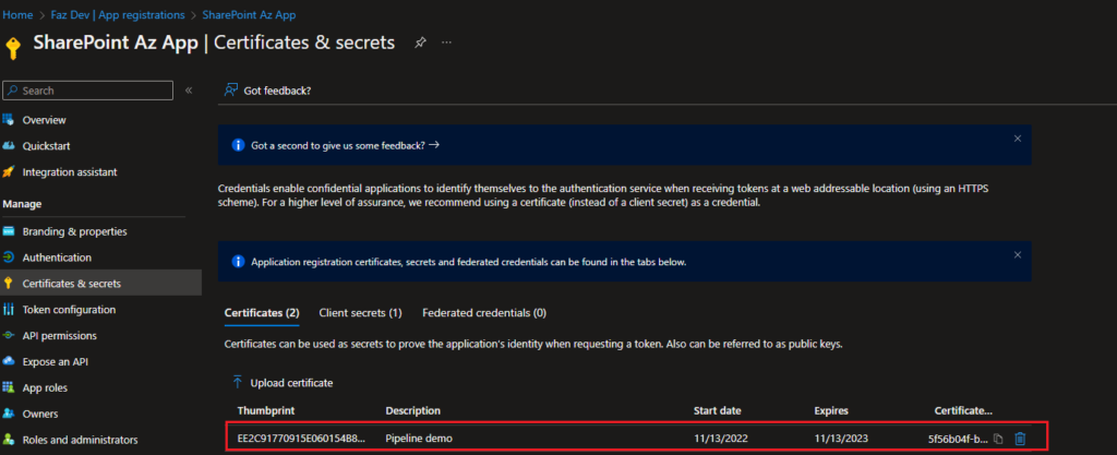 Use Certificate to connect to SharePoint from Azure DevOps Pipeline - SharePoint Pals